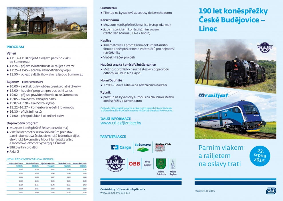 Oslava 190. výročí koněspřežné železnice České Budějovice - Linec